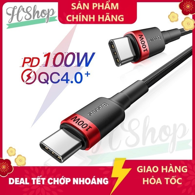 [ PD 100W ] Cáp sạc nhanh Baseus cổng Type-C PD 100W / 60W - Hàng chính hãng - Typec to type C ...