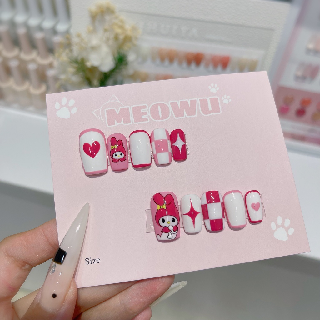 MEOWU Nail Box Thiết Kế Thủ Công Vẽ Hoạt Hình Đính Charm Sanrio Melody ...