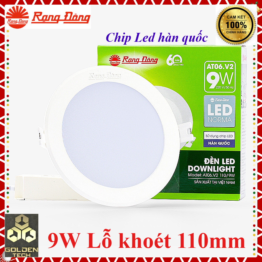 (Chính hãng) Đèn Led Downlight âm trần tròn Rạng Đông 9W Lỗ khoét 110mm Model AT06.V2 (Mẫu mới ...