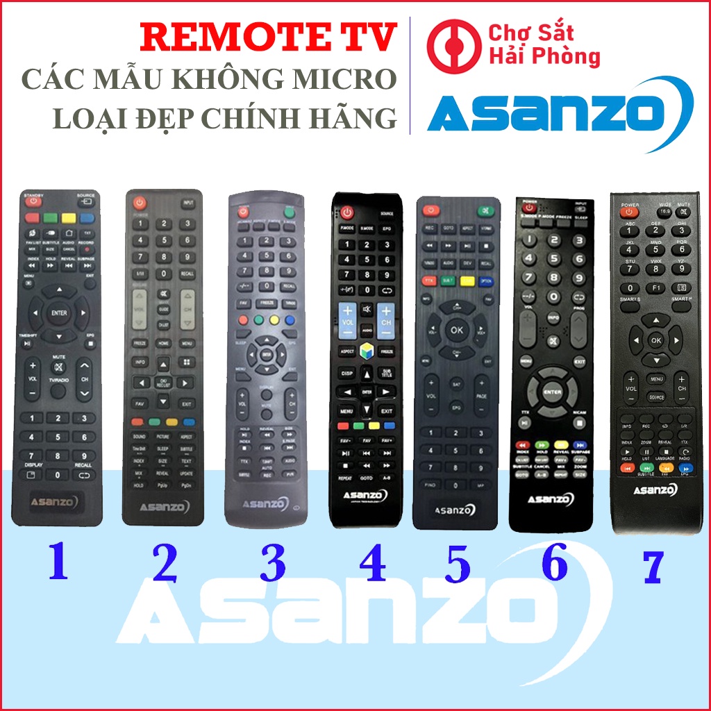REMOTE Điều Khiển TV ASANZO Đủ các mẫu không micro [CHỌN MẪU] Loại Đẹp ...