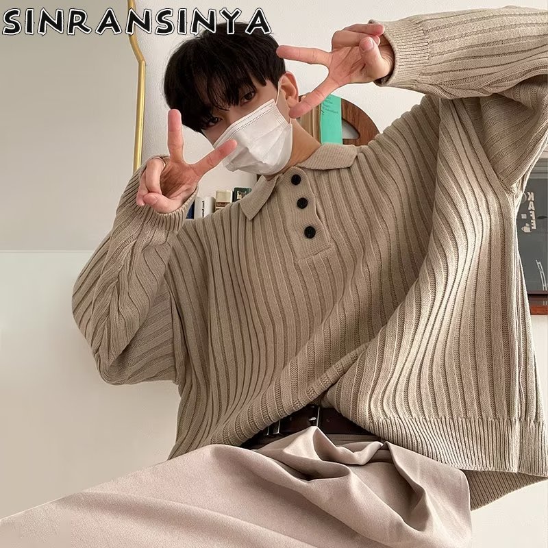 Sinransinya Áo sweater polo Dáng Rộng Tay Dài Phong Cách Đường Phố Mỹ ...