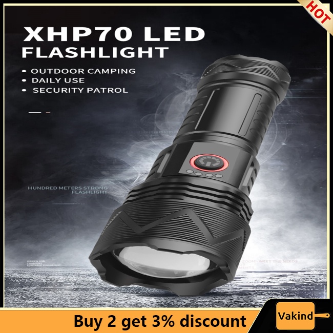 Đèn Pin xhp70 4 Mức Độ Sạc Nhanh Loại c Siêu Sáng Dùng Ngoài Trời ...