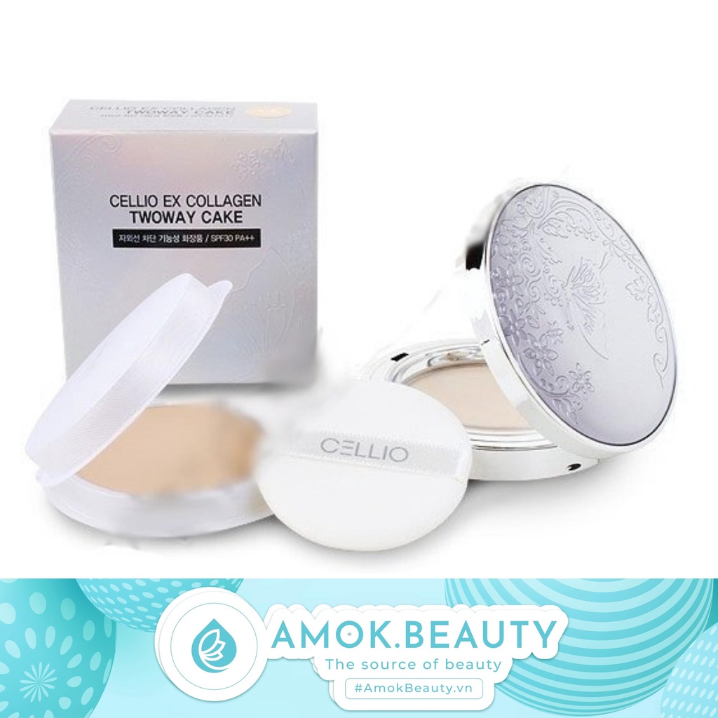 Phấn phủ siêu mịn Cellio Ex Collagen Twoway Cake Trắng 2 Lõi 30g ...