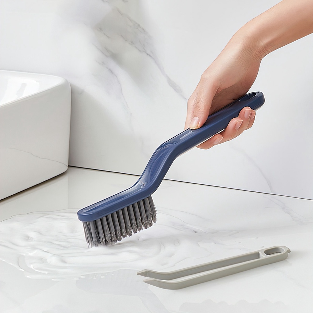 Bàn chải cọ rửa nhà tắm cán dài 2 đầu C2 chà mạch, khe tường tặng kèm ...
