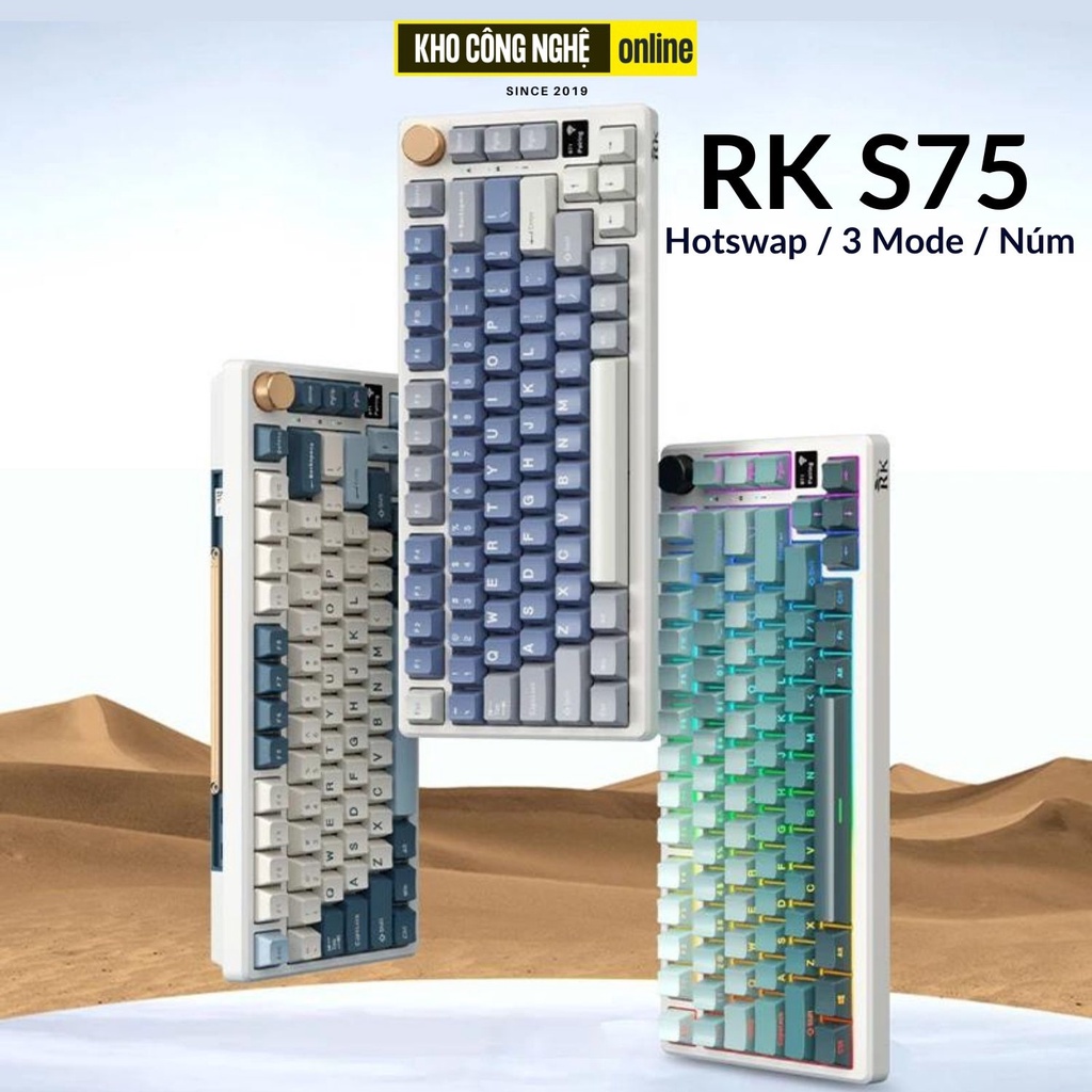 RK S75 - Bàn phím cơ RK S75 có Núm, hỗ trợ Hotswap, 3 Modes, Full Foam ...