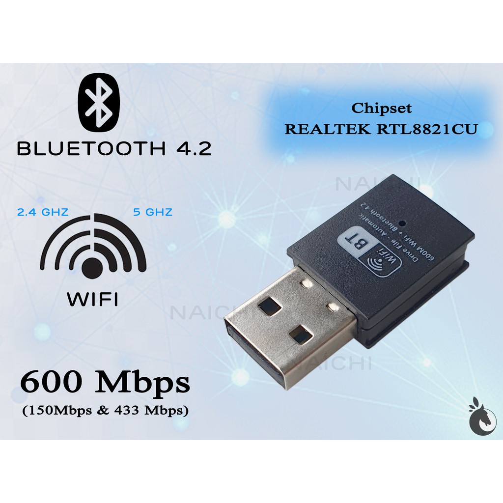 Xả Kho USB Thu WIFI + Bluetooth 5.0 WB-602 | Chuẩn AC 600Mbps | Chipset ...