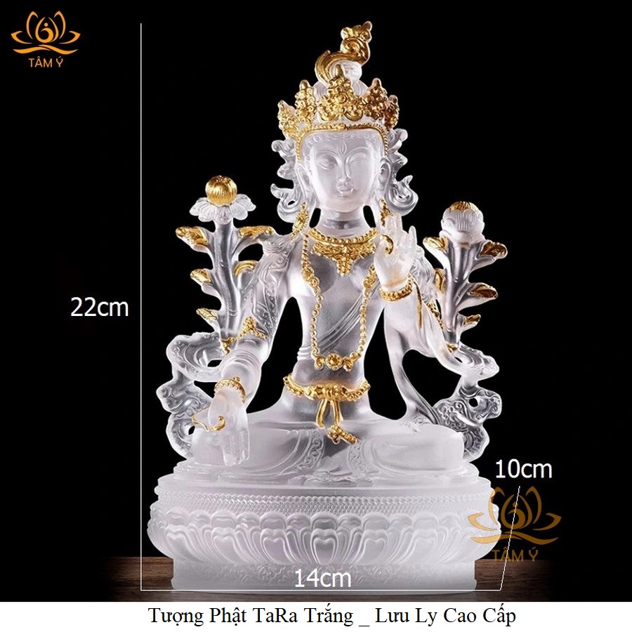 Tượng TaRa Trắng Bạch Độ Mẫu Chất Liệu Lưu Ly Cao Cấp Đặc Biệt Mạ Vàng ...