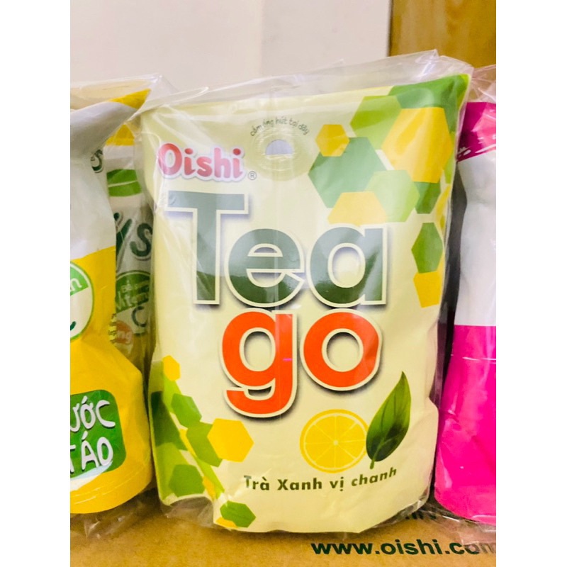 Thùng 50 Bịch trà xanh Tea Go Oishi 180ml Vị Chanh, đào, táo, dâu, nho ...