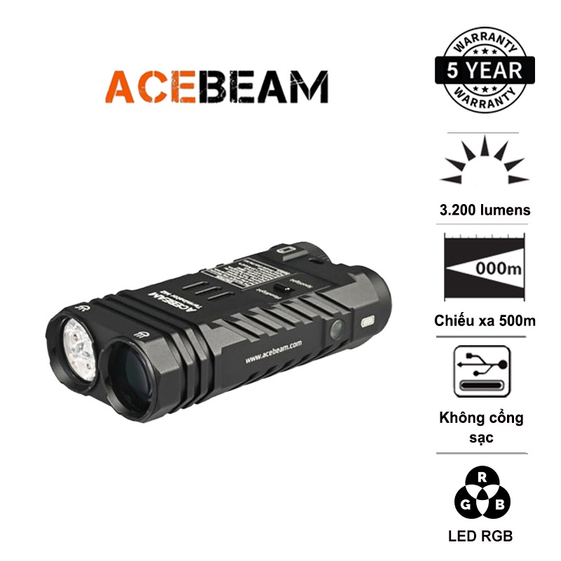 Đèn pin ACEBEAM M2-X Terminator 3200 lumen chiếu xa 500m pin 18650 ...
