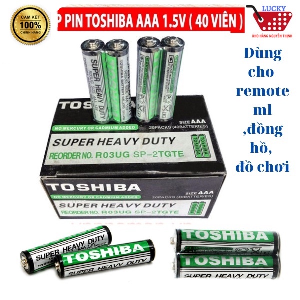 1 Hộp pin Toshiba (40 Viên) Pin Nhí,pin AAA,3A dùng cho remote máy lạnh, đồ chơi trẻ em ...