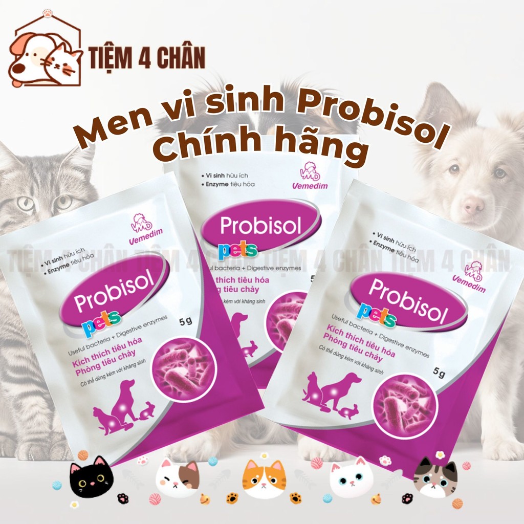 Men ví sinh, enzyme Probisol chính hãng hỗ trợ tiêu hóa cho chó mèo gói ...