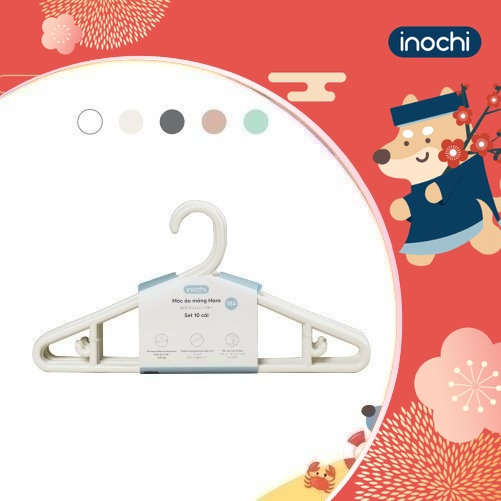 Móc áo mỏng Inochi - Hara 184( set 10 chiếc) màu Trắng/Xanh/Ghi/Hồng ...