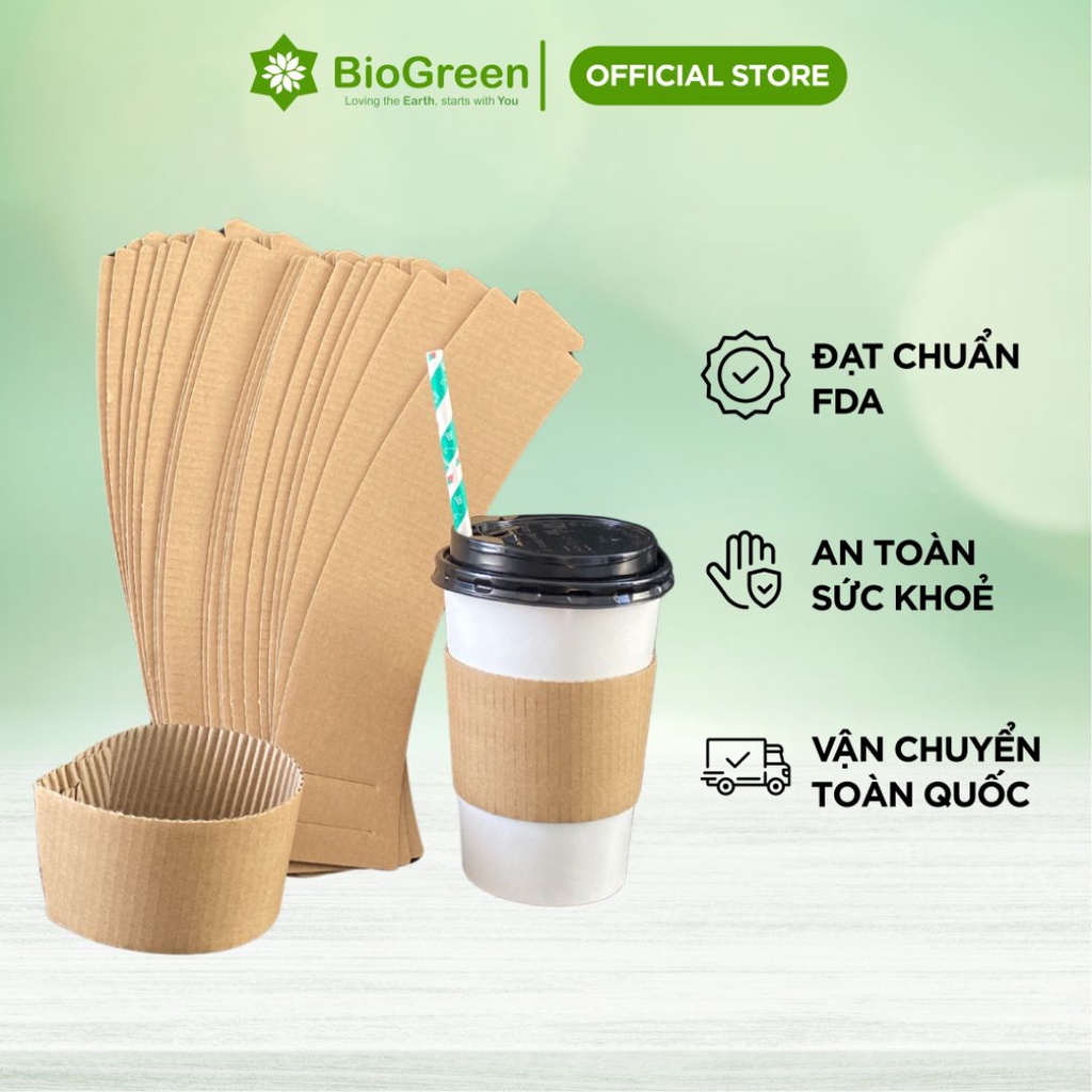Set 50 Tay Quai Ly Giấy chống nóng cà phê dùng 1 lần - ly 10oz, 120z ...