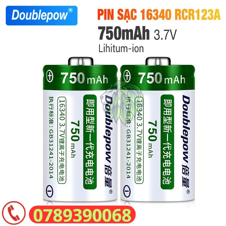Pin Sạc Lithium-ion 16340 CR123A 750mAh Doublepow - Dung lượng thực ...