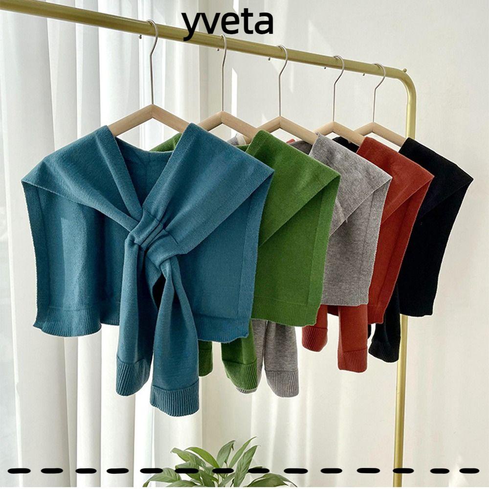 Yveta Khăn choàng giả áo vắt vai Nam nữ có nút kiểu trơn, sọc ngang thủy thủ chất Len dệt kim ...