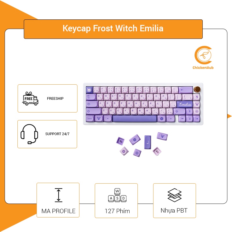 Bộ keycaps Frost Witch Emilia 125 phím | MA Profile | Nhựa PBT ...