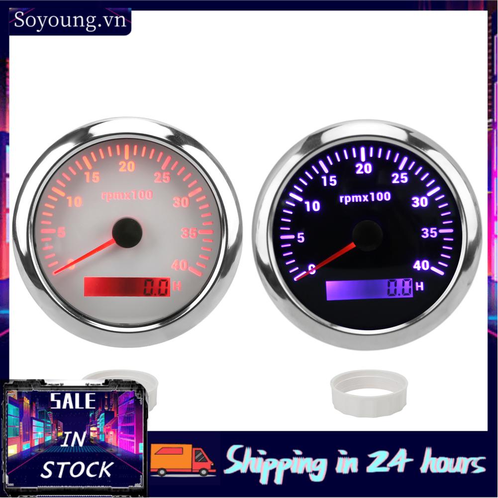 Soyoung Tacho Gauge 4000RPM Boat Tachometer IP67 Fog High Accuracy 9 ...