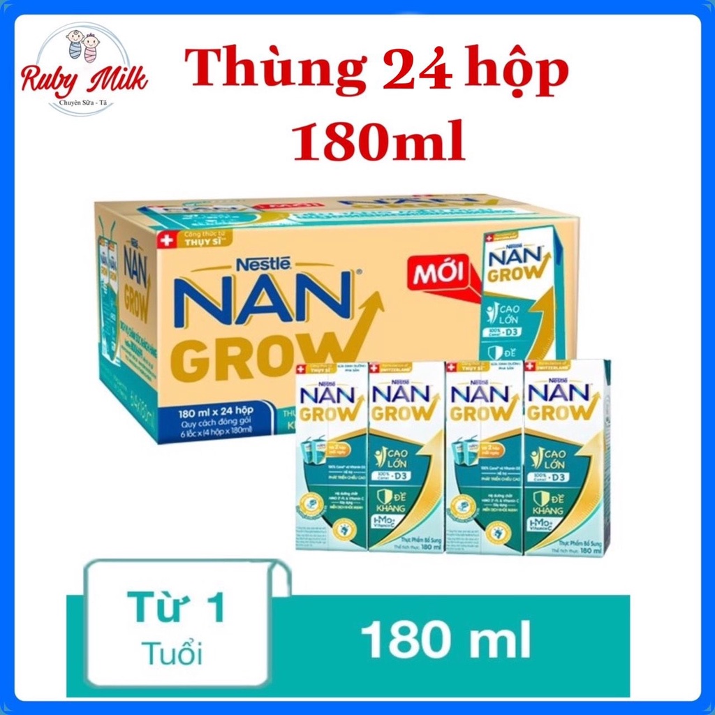 [Date 12.2024] Thùng 24 hộp sữa pha sẵn Nestlé Nan Grow 180ml (từ 1 ...