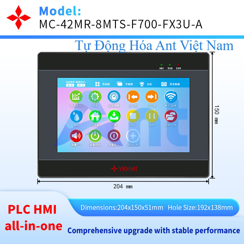 YKHMI 7 ''PLC HMI All-in-One tương thích fx3u, tích hợp Analog AD/da ...