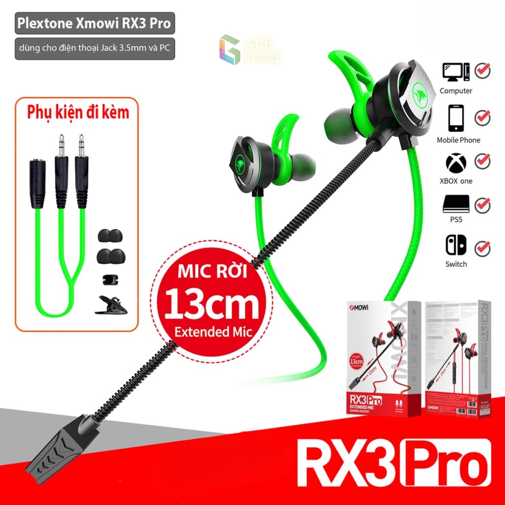 Plextone RX3 PRO | Tai nghe chơi game mic rời, chống ồn, jack 3.5mm sử dụng điện thoại, laptop ...