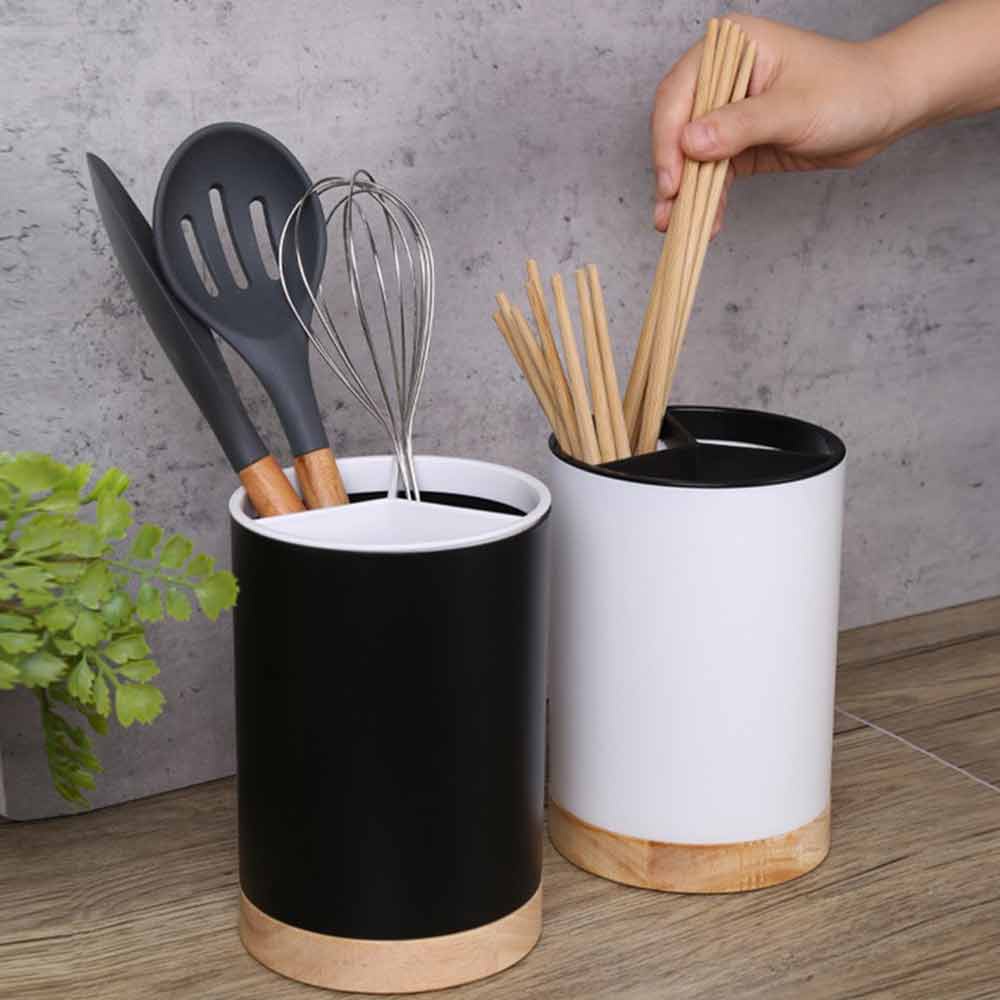 Utensil Holder Cutlery Drainer Kitchen Tableware Bucket Plastic ...