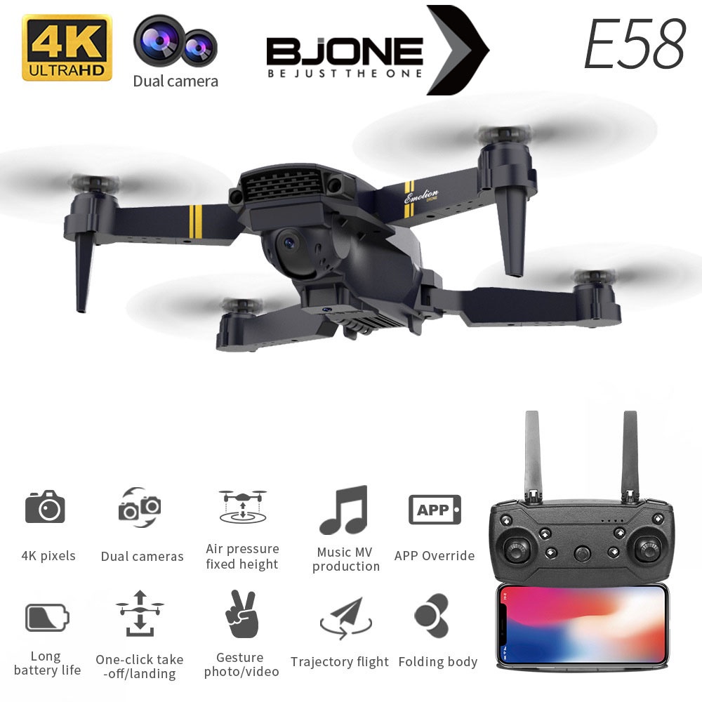 Máy bay điều khiển từ xa máy bay không người lái có thể gập lại BJONE E58 camera kép 4K HD ...