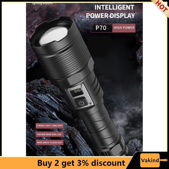 Đèn Pin led xhp70 30w 5 Mức Độ Kỹ Thuật Số Tiện Dụng | Shopee Việt Nam