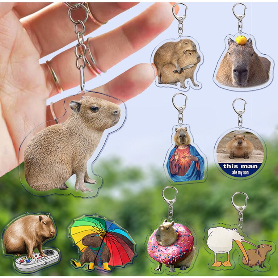 Móc khoá Creative Capybara Acrylic Keychain KeyRing Cute Cartoon Animal ...