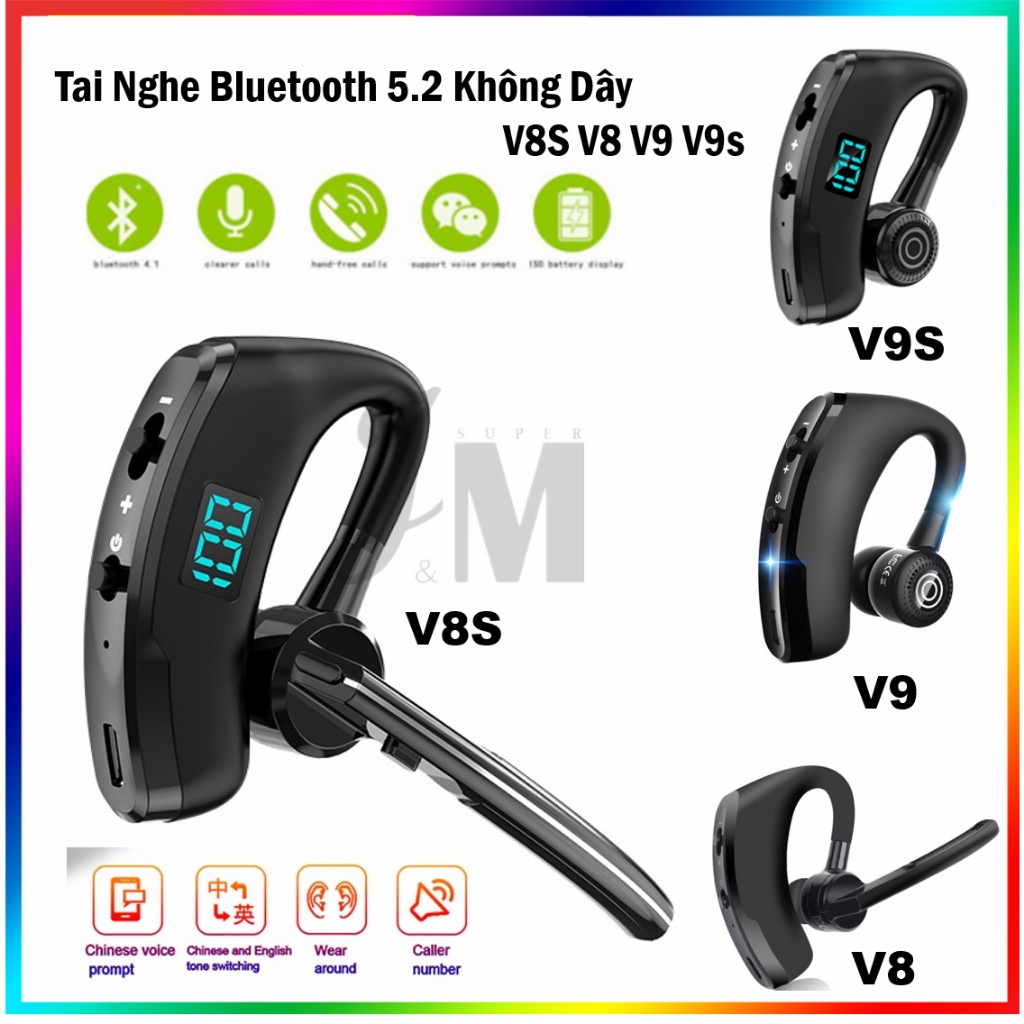 Tai Nghe Bluetooth 5.2 Không Dây Có mic V8 Cho Điện Thoại Android phone V9 v9s | Shopee Việt Nam