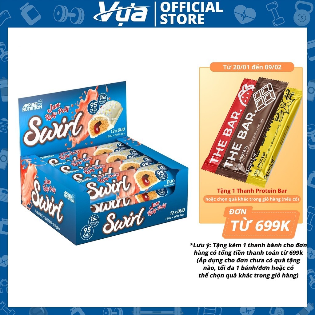 Thanh snack Applied Nutrition - Swirl Duo Bar - Hỗ trợ năng lượng và ...