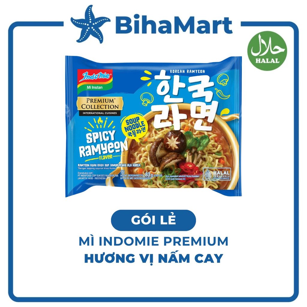 [GÓI LẺ] - INDOFOOD - Mì Indomie Premium hương vị Nấm cay, Mì nấm cay Indomie Premium, Mì ...
