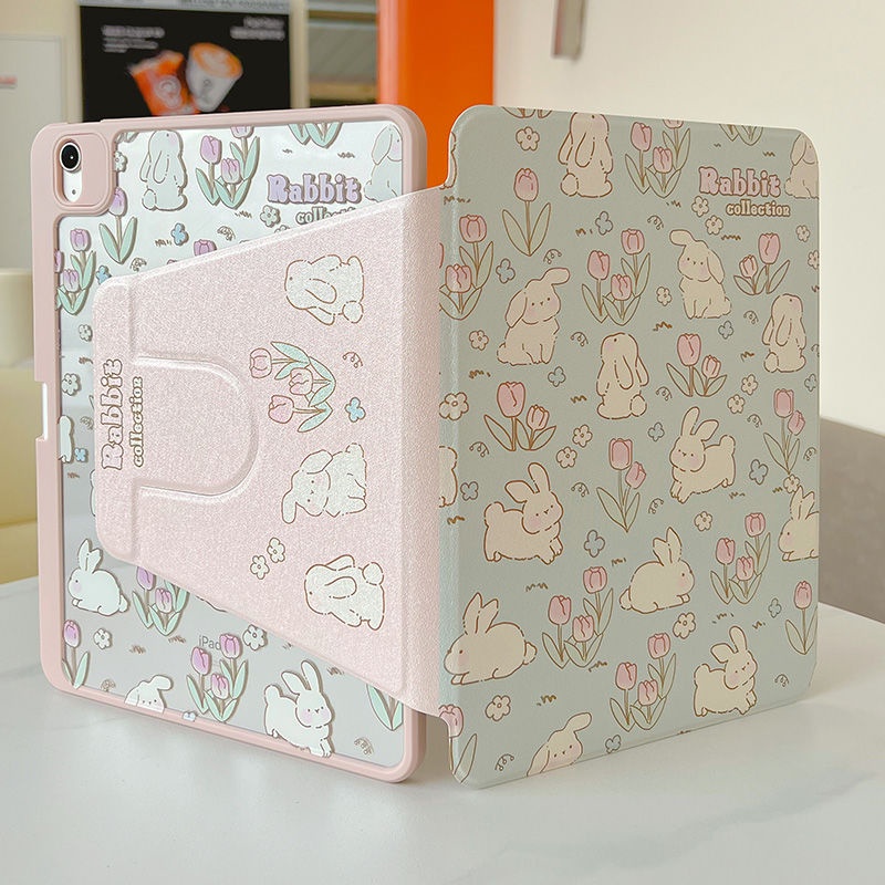 360 ° Xoay iPad Hoạt Hình Thỏ Tulip Acrylic Backboard iPad Gen10 Gen9 ...