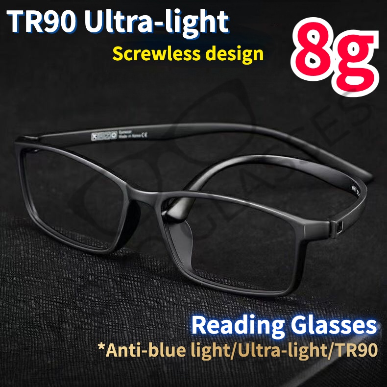 (0 đến + 400) TR90 Kính toàn khung siêu nhẹ và mềm, Kính chống ánh sáng xanh cho nam với thiết ...
