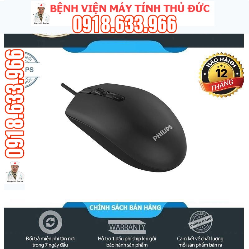 Chuột có dây siêu bền Philips SPK7204 (M204) - thích hợp dùng văn phòng ...
