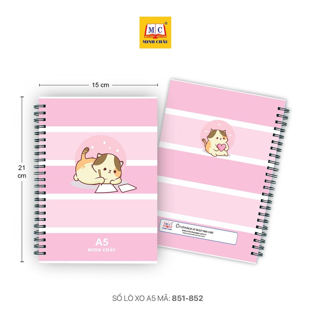 Sổ Lò Xo A5 Minh Châu - ĐL 70mgs, 100-200 trang, dòng kẻ ngang, hình cute (851-852) | Shopee ...