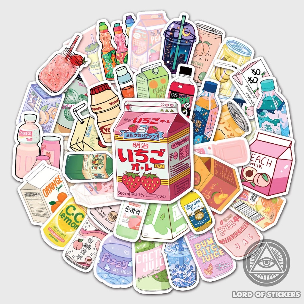 Set 50 Hình Dán Dễ Thương Phong Cách Nhật Bản Soft Drink Sticker Cute ...