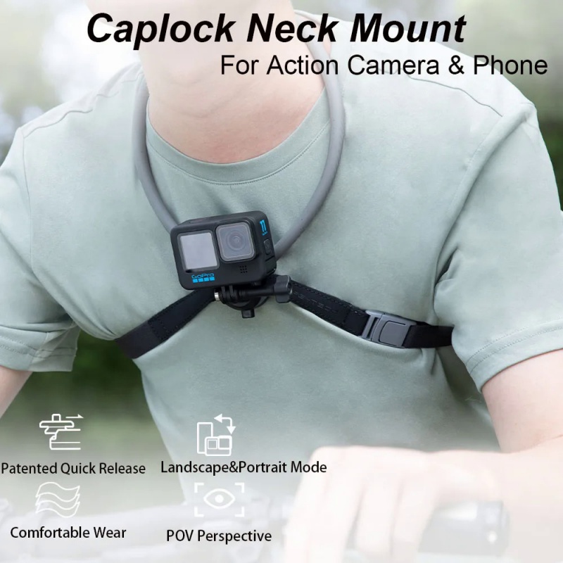 PGYTECH Caplock Neck Hold Mount Chest Mount For GoPro 12/11/10 Insta360 ...