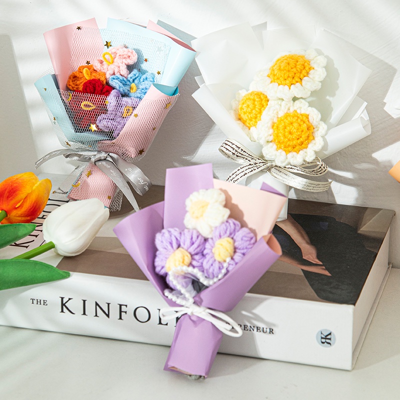 Bó Hoa Tulip Giả Đan Len Mini Làm Quà Tặng Valentine | Shopee Việt Nam