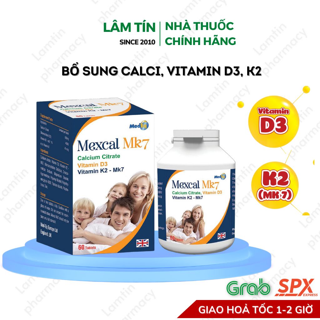 Viên Uống MEXCAL MK7, Bổ Sung Canxi, Ngừa Loãng Xương Cho Bà Bầu Lọ 30 ...