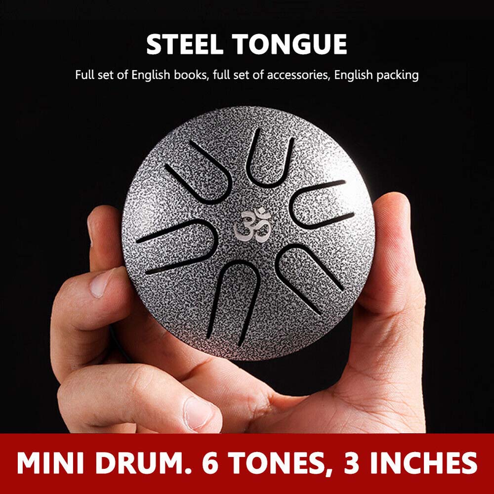 Beginner mini Steel Tongue Drum 3 Inches Lotus Handpan Drums 6 notes ...
