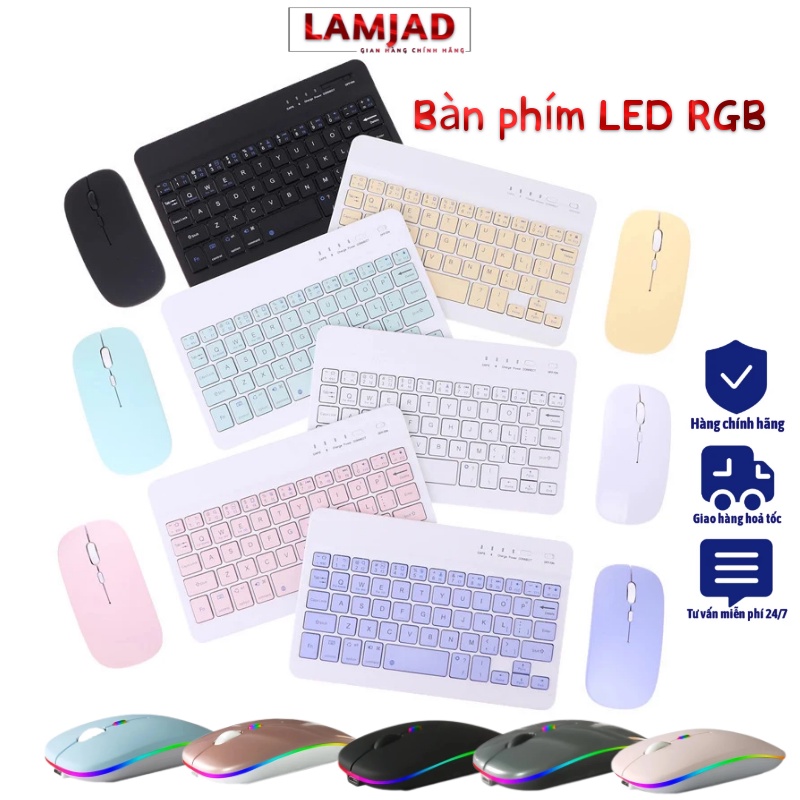 Set bàn phím LAMJAD không dây bluetooth và chuột hoạt động yên tĩnh cho ...