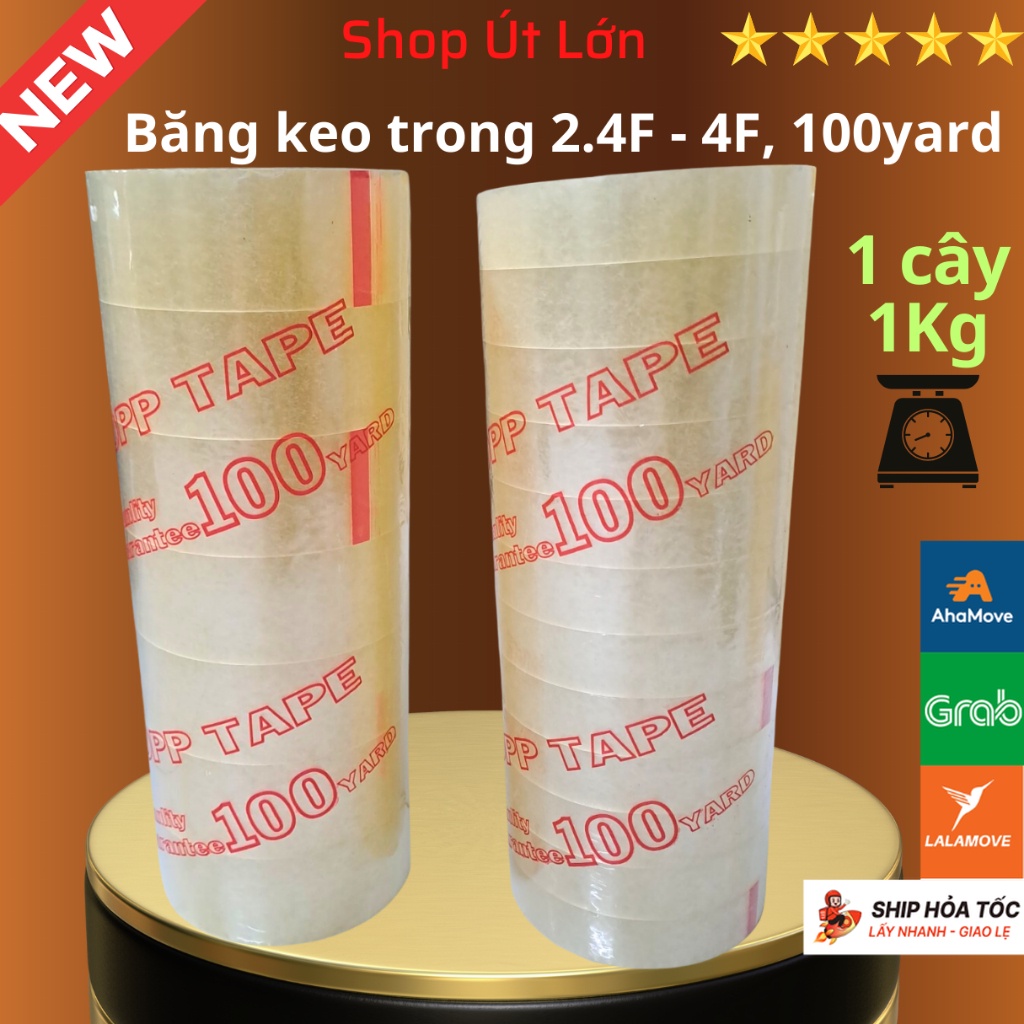 Băng keo trong 2.4F - 4F, 100yard, nặng 1kg, lõi giấy 3mm | Shopee Việt Nam