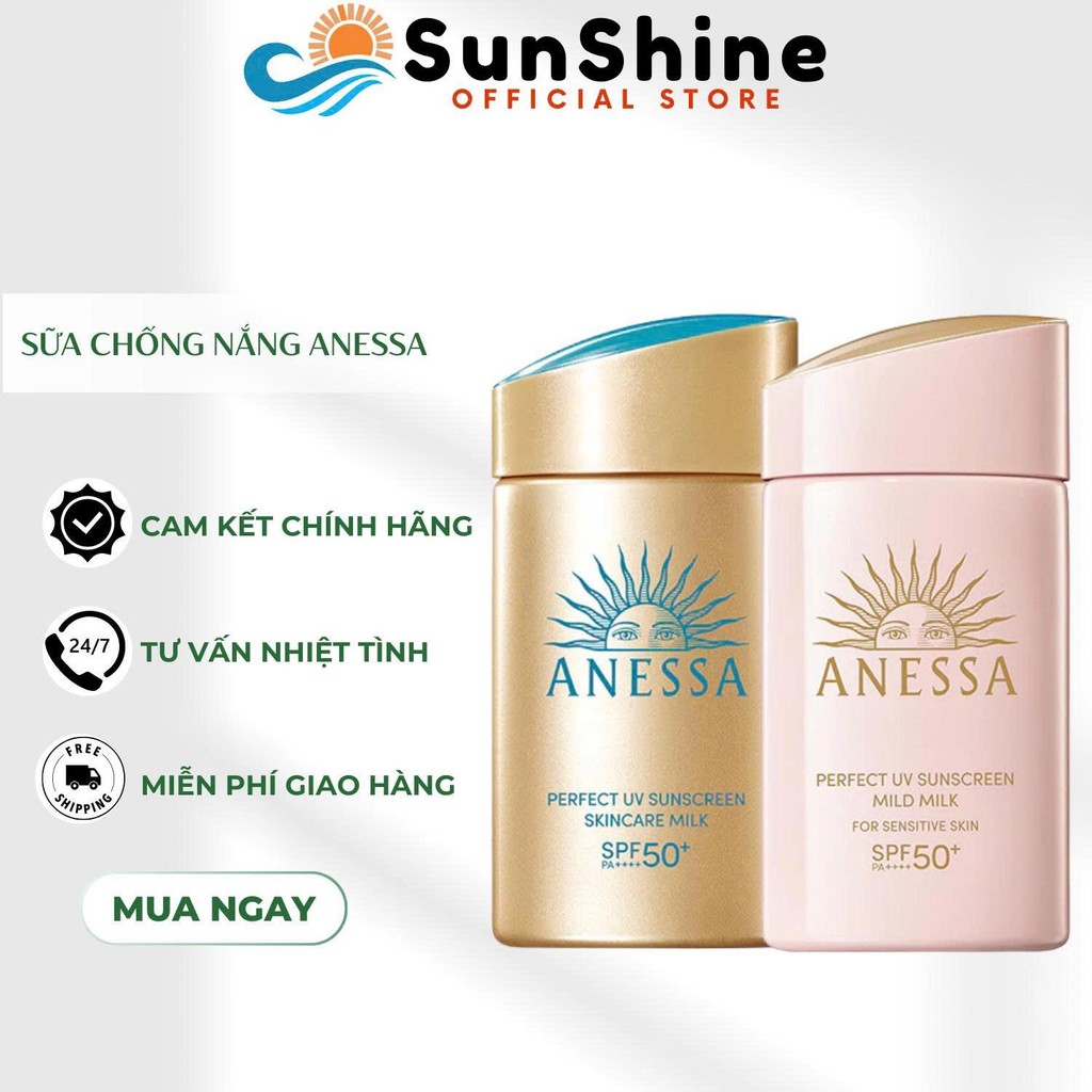 Sữa Chống Nắng Anessa Perfect UV Sunscreen Mild Milk & Skincare Milk 60ml | Shopee Việt Nam