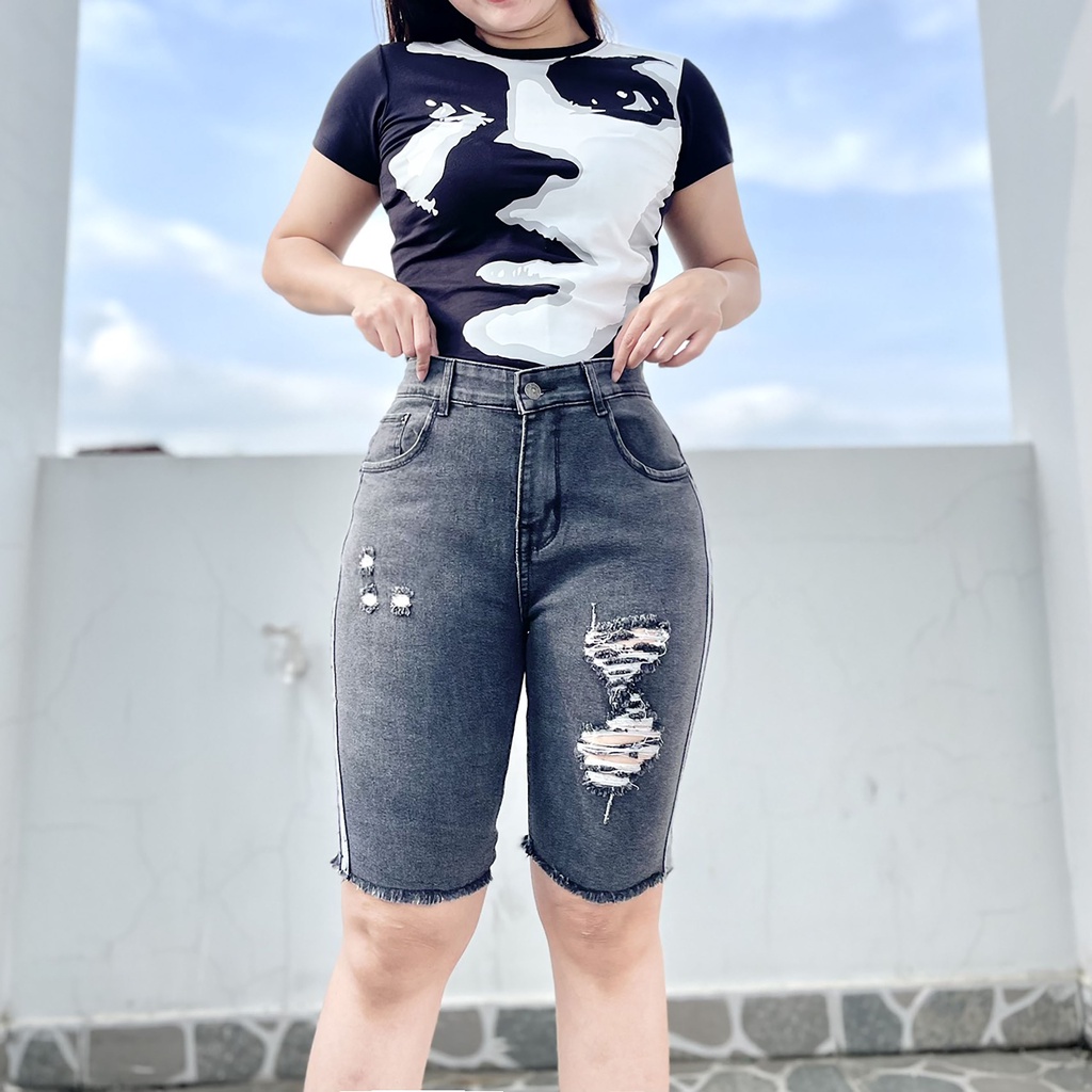 Thời Trang Bigsize- Quần Bò Ngố Lửng Bigsize Lưng Cao, Viền Sọc Cạnh ...