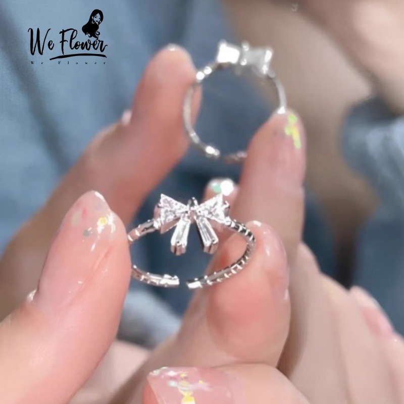 We flower Nhẫn Bạc s925 Hình Nơ Đính Đá Lấp Lánh Phong Cách Hàn Quốc Thanh Lịch Dành Cho Nữ ...