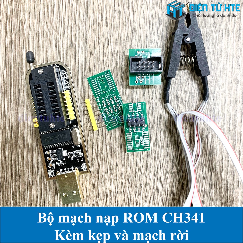 [BỘ] Mạch nạp ROM FLASH EEPROM SPI giao tiếp USB CH341 kèm kẹp và mạch ...