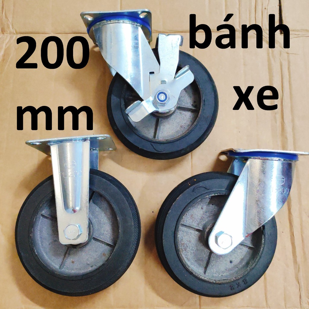 Bánh xe đẩy chịu lực cao, đường kính 200mm, bánh gang, viền cao su ...