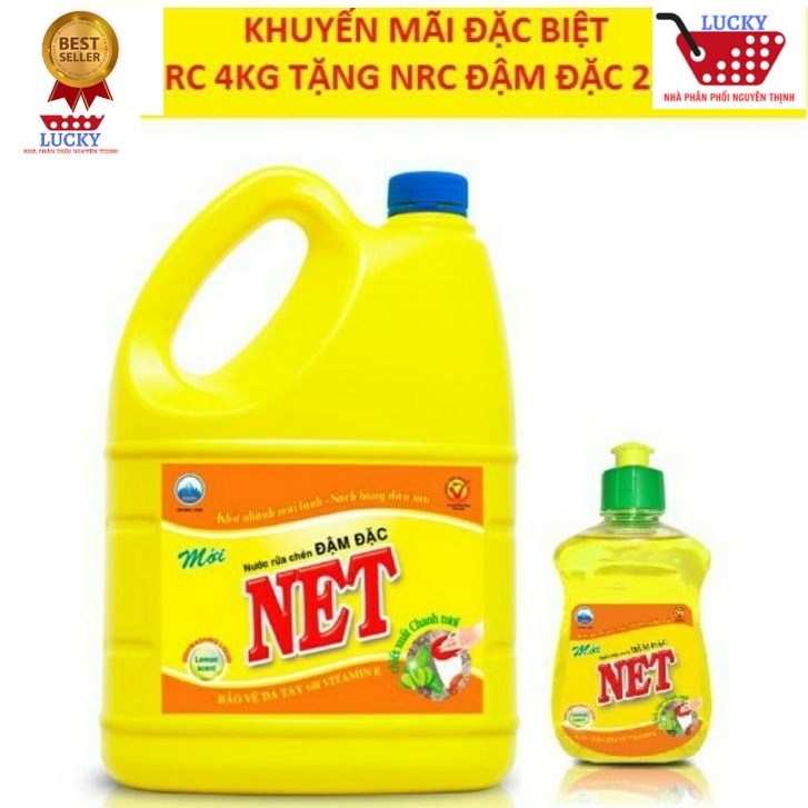 Nước Rửa Chén Net 3.8kg Đậm đặc HƯơng Chanh- Tặng Chai NRC 250g Đậm Đặc ...