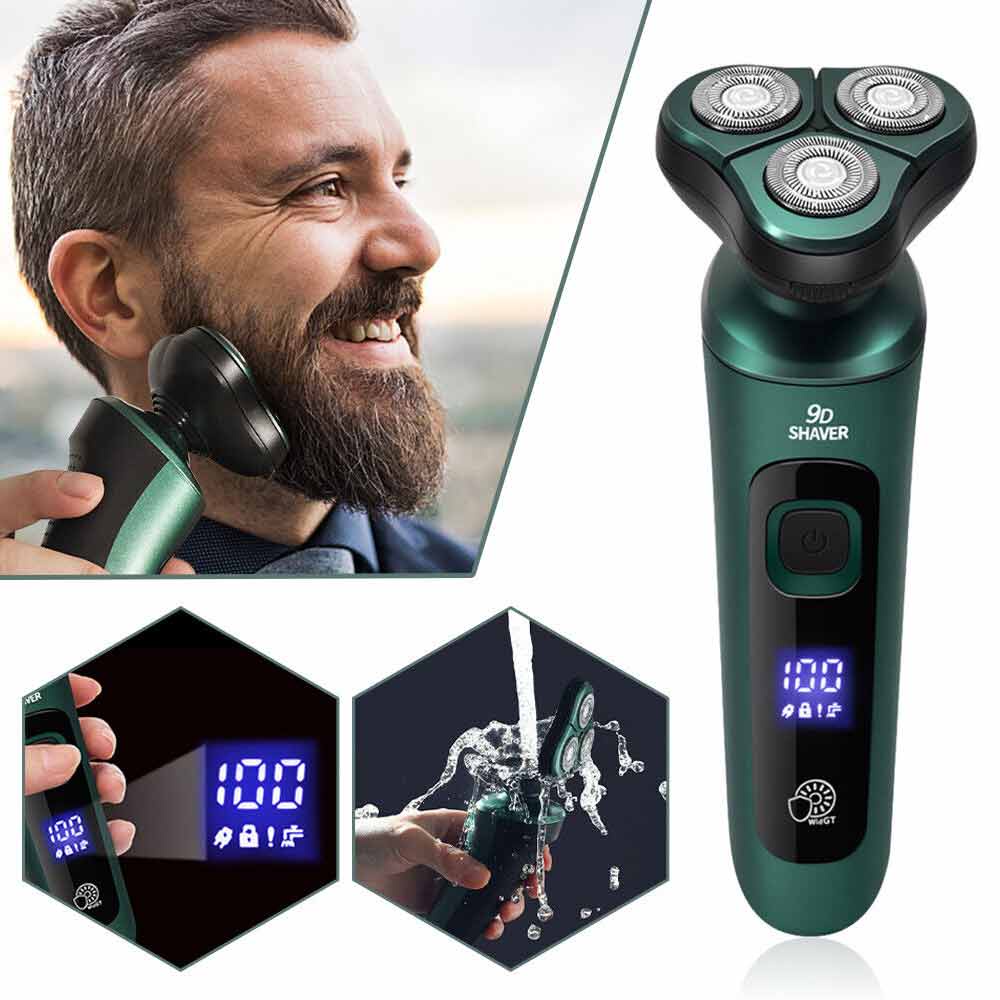3D Electric Men's Shaver Razor Washable Head Pop Up Trimmer Rotary ...