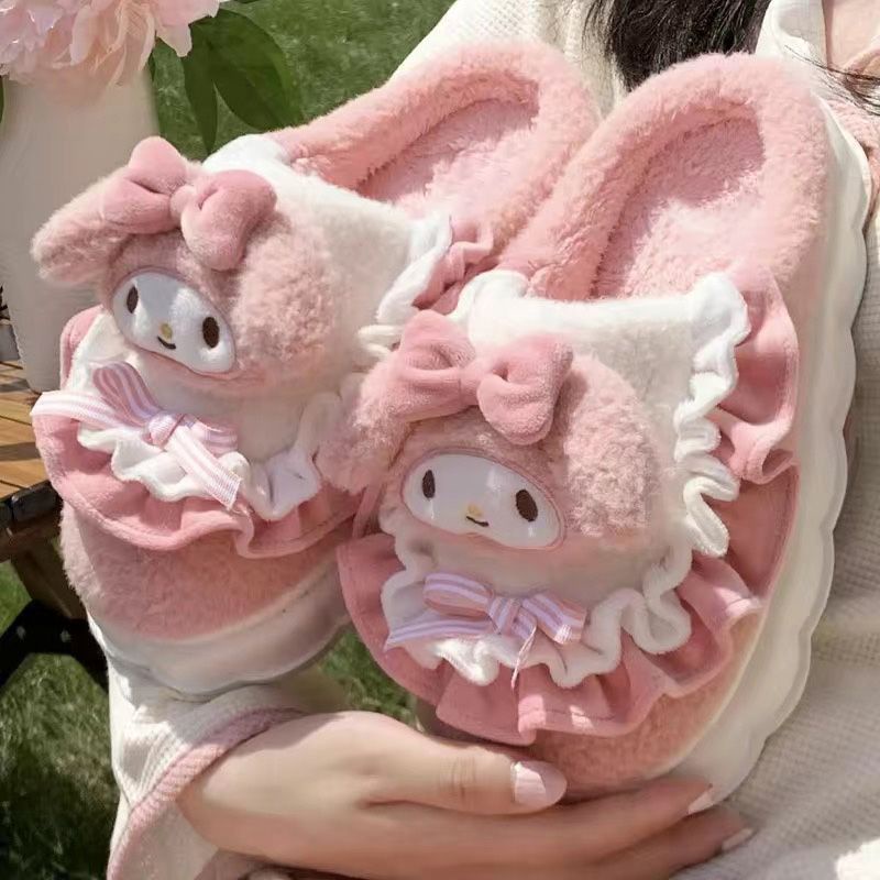 Dép lông Hello Kitty đế dày thời trang thu đông dễ thương cho nữ ...